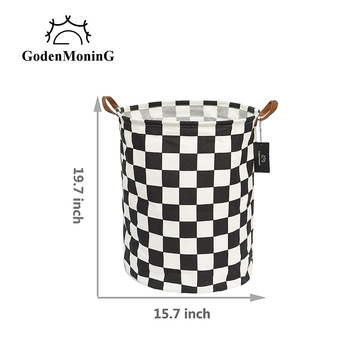 laundry baskets,bedroom hamper,kitchen organization,GodenMoninG 62.8L Waterproof Round Cotton Linen with Handles Collapsible storage basket. (Racing Flag)