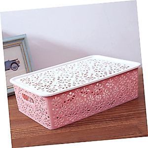 ABOOFAN Box Storage Bins with Lids Hollow Storage Basket Organization Baskets Sundries Organizer Pantry Bins Drawer Organizer Lidded Storage Bins Clothes Storage Basket Food Laundry Basket