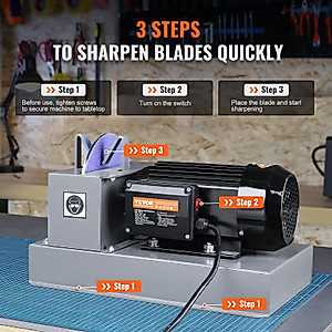 VEVOR Lawn Mower Blade Sharpener, 1HP 750W Lawnmower Blade Grinder with 9-inch Ceramic Grinding Wheel, Powerful Bench Mower Sharpening Machine for High/Low Lift Blades, Gator Blades, Flat Blades