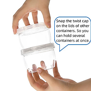 Pumtus 20 Pack Twist Top Food Deli Containers, 9 OZ Stackable Plastic Twist Cap Freezer Container with Screw on Lids, Clear Reusable Meal Prep Canister for Snack Leftovers Spices Salad Dressing