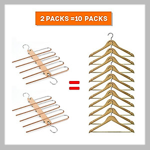 2 Pcs Pants Hangers Space Saving , Pants Rack Hangers , Foldable Hangers , Metal Layer Hanger Trouser Hanger , Multifunctional Trouser Hanger , Closet Jeans Organizer , Single Trouser Hanger.