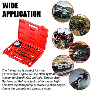 JIFETOR Fuel Injection Pump Pressure Tester Gauge Kit, Car Gasoline Gas Fuel Oil Injector Test Manometer Tool Set 0-100PSI, Universal for Auto Truck SUV Motorcycle ATV RV