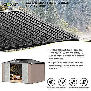 Aoxun Outdoor Shed - 10 x 8 ft Storage Sheds Galvanized Metal Shed with Air Vent and Slide Door, Tool Storage Shed Bike Shed, Tiny House Garden Tool Storage Shed for Backyard Patio Lawn (Floor Frame)