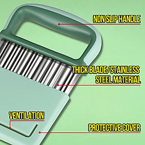 Crinkle Cutter, HNYYZL Wavy Crinkle Cutter Stainless Steel 2 PCS, Wavy Knife Crinkle Wavy Chopper Cutter, Cutting Tool for Veggies, French Fry Potatoes