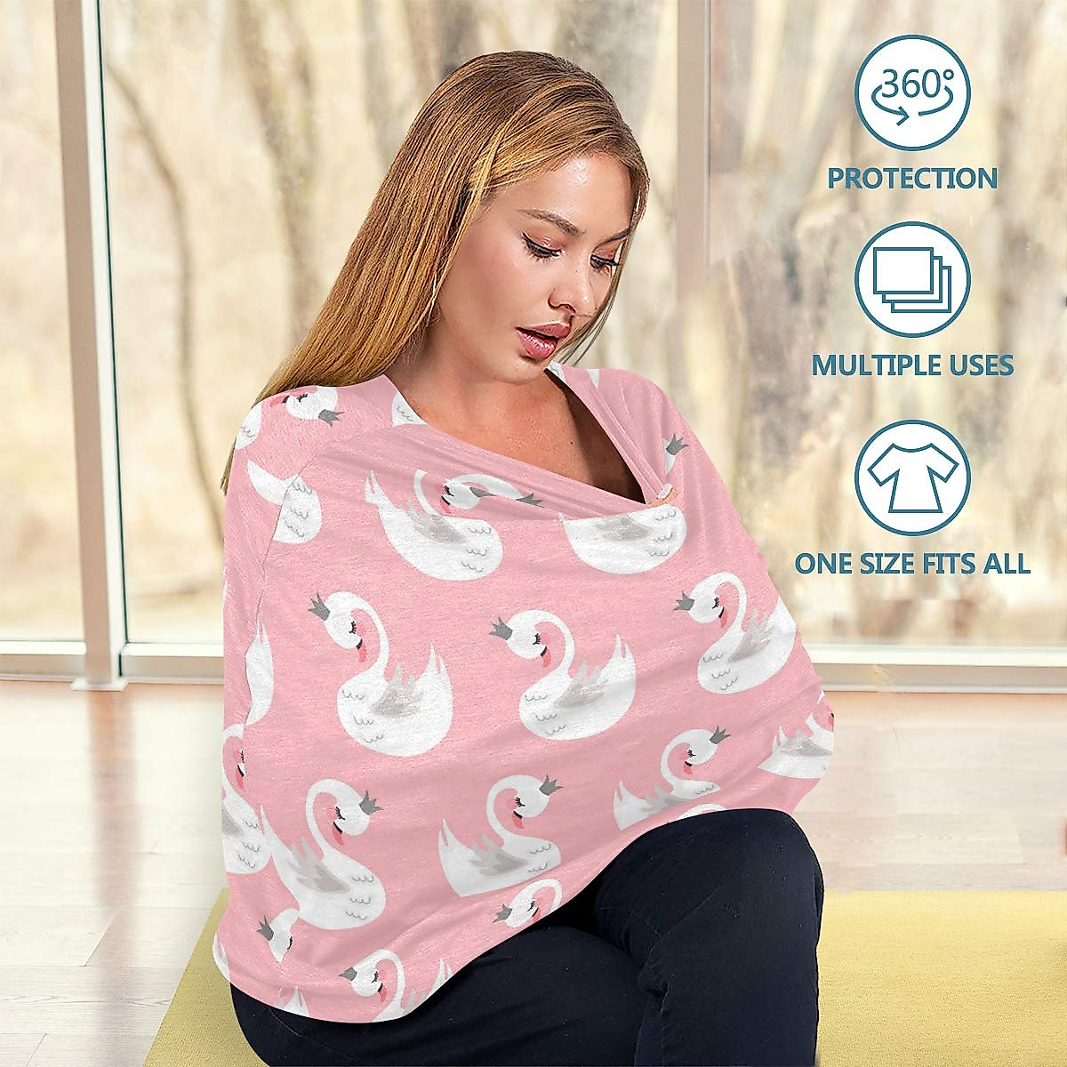 Nursing Cover Breastfeeding Scarf Swan - Baby Car Seat Covers, Stroller Cover, Carseat Canopy (902b6)