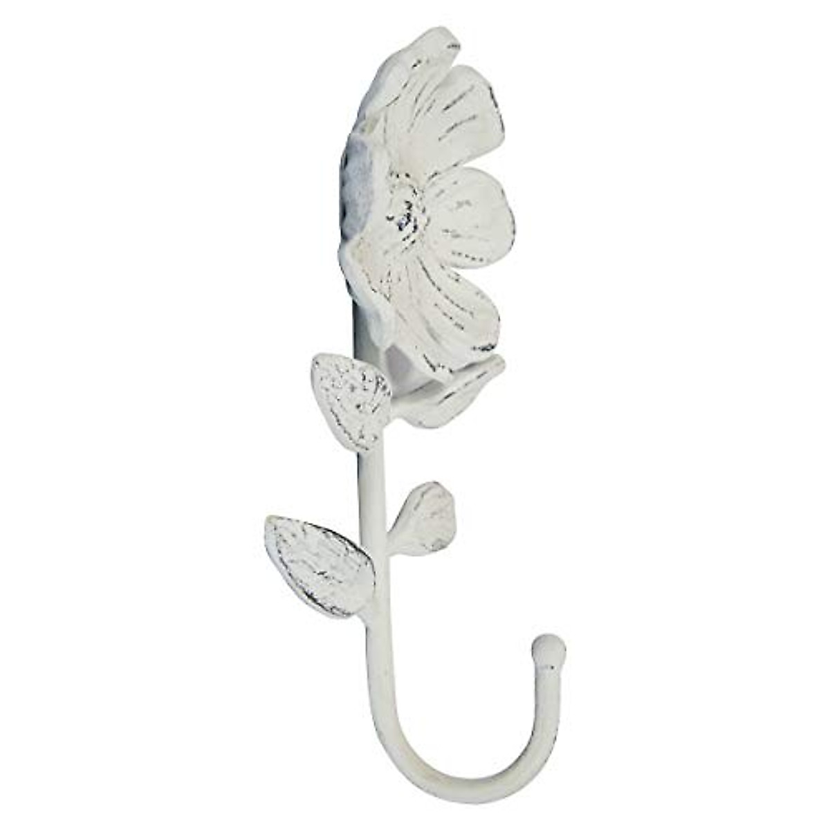 Foreside Home & Garden White Rustic Antique Flower Decorative Metal Wall Hook