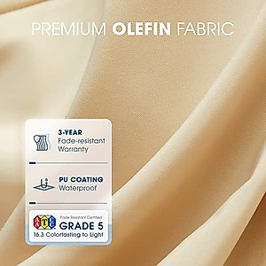 BLUU MAPLE 9FT Olefin Patio Umbrella Outdoor Table Umbrellas, 36 Month Fade Resistance Olefin Canopy, Market Center Umbrellas with 8 Strudy Ribs & Push Button Tilt for Garden, Lawn & Pool, Beige