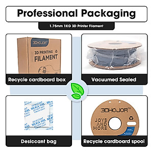 PLA Pro (PLA+) Filament 1.75mm, 3D Printer Filament PLA Plus, Cardboard Spool 3D Printing Filament PLA +, Dimensional Accuracy +/- 0.03 mm, Grey, 1kg