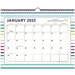 AT-A-GLANCE 2023 Wall Calendar, Simplified by Emily Ley, 15" x 12", Medium, Monthly, Happy Stripe (EL90-707)