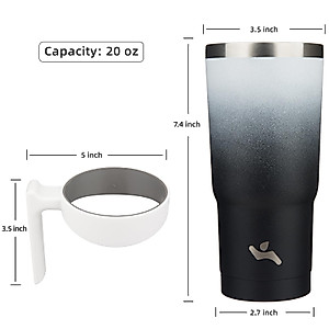 Konokyo 20 oz Tumbler with Handle and 2 Straw 2 Lid, Insulated Water Bottle Stainless Steel Vacuum Cup Reusable Travel Mug,Day Night