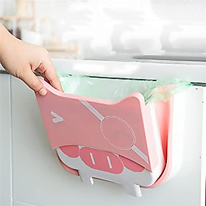 Hanging Trash Can, Cute Hanging Waste Bin Under Kitchen Sink Hanging Folding Mini Trash Can for Kitchen Cabinet Door Garbage Can(Blue)