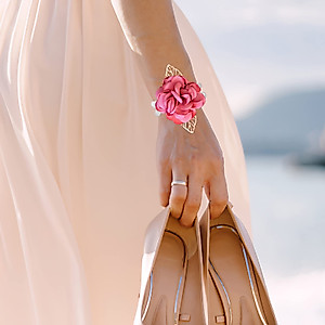 SEWACC Corsage Wristlet Bracelet 6Pcs Elastic Faux Pearl Wrist Bands Wedding Bridal Bridesmaid Wrist Corsage DIY Wrist Corsages Accessories for Wedding Festival Party