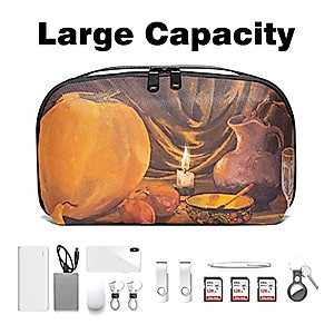 Travel Cord Organizer, Tech Organizer, Electronics Organizer, Cable Organizer Bag, Thanksgiving Fall Pumpkin Fruit