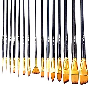 Mont Marte Art Paint Brushes Set, Great for Watercolor, Acrylic, Oil-15 Different Sizes Nice Gift for Artists, Adults & Kids