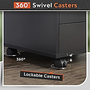 DEVAISE 7-Drawer Chest, Wood Storage Dresser Cabinet with Wheels, Black