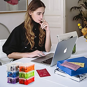 Hiceeden 12 Pack Small Plastic Storage Box with Lid, 5.3"x3"x2" Stackable Clear Latch Storage Case Bins Organizer Container for Craft Items, Jewelry Beads, 6 Colors