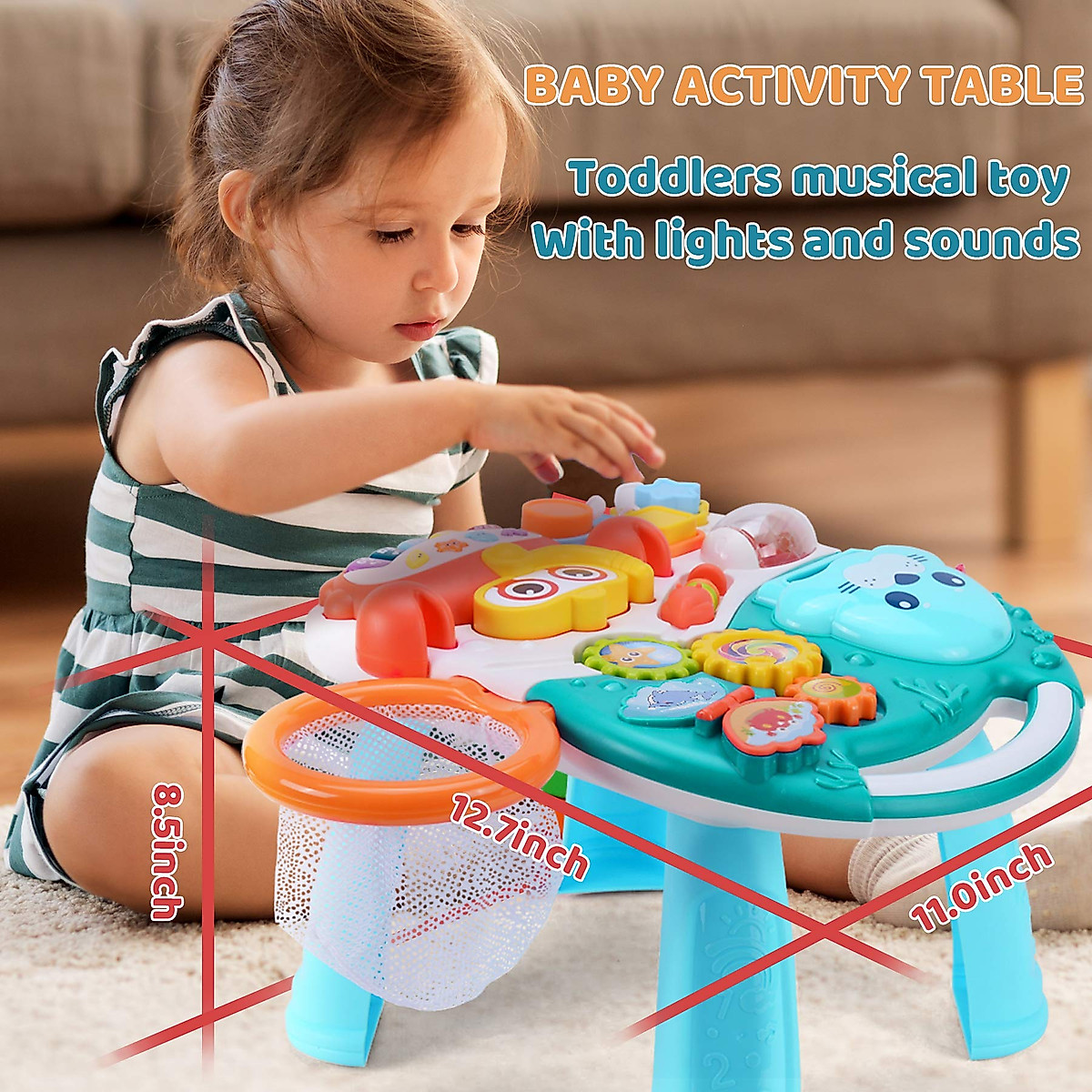 Meryi Sit-to-Stand Walker with Activity Center – Multifunctional Baby Push Walker with Interactive Learning Table– Early Learning Infant Walker for Toddlers, Kids 12-18 Months – Adjustable Wheel Speed