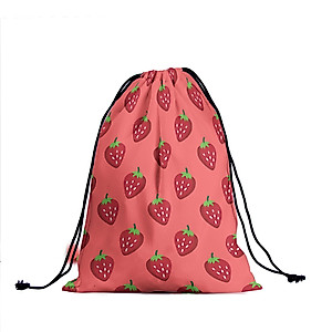 Red Strawberry Gymnastics Grip Bag - Pink Strawberries Grip Bags for Gymnasts Cute Juicy Fruit Gymnastic Bag Tasty Ripe Spring Summer Fruits Gym Pouch Bag Water Resistant String Bag