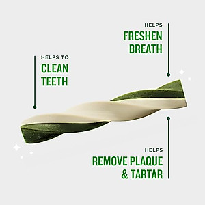 Minties Dental Twists for Dogs, Vet-Recommended Vanilla-Flavored Dental Chews for Medium/Large Dogs over 40 lbs, Dental Treats Clean Teeth, Fight Bad Breath, and Removes Plaque and Tartar, 24 oz