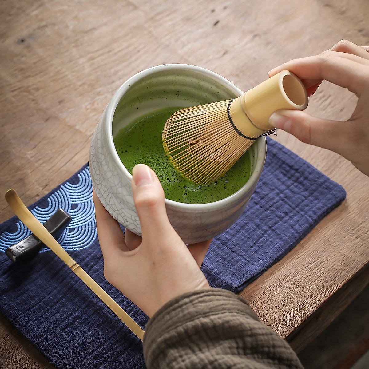 TEANAGOO Japanese Tea Set Matcha Whisk Set Matcha Bowl Bamboo Matcha Whisk (Chasen) Scoop (chashaku) Matcha Whisk Holder Tea Making Kit. MSB-5 Matcha Green Tea Powder Kit. Matcha Tea Kit
