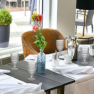 AVLA 6 Pack Glass Goblet, 12 OZ Vintage Wine Glassware, Romantic Wedding Glass Set, Drinking Stemware Beverage Cups for Party, Bar, Champagne, Juice, Beer, Cocktail, Embossed Design