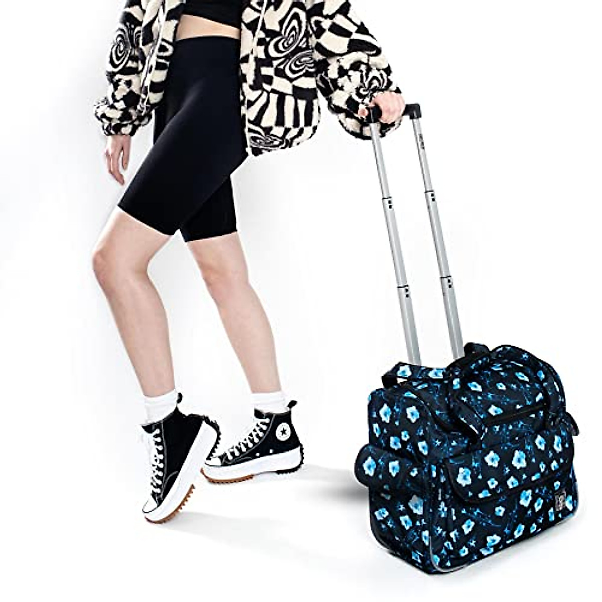 J World New York Donna Rolling Tote Bag on Wheels for Women. Roller Laptop Briefcase Work Weekender, Night Bloom