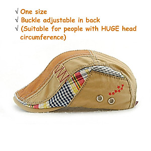 M MOACC Men Beret Hat Cotton Adjustable Newsboy Hats Cabbie Gatsby Cap,Beige #8597