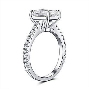 Bo.Dream 3ct Cushion Cut Cubic Zirconia CZ Engagement Rings for Women Platinum Plated Sterling Silver (6)