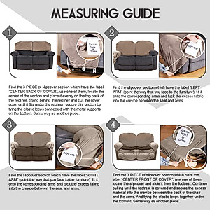 ULTICOR Reclining Love Seat Slipcover, 48" - 65" L, 6-Piece Velvet Stretch Loveseat Reclining Sofa Covers, 2 seat Love seat Recliner Cover, Thick, Soft, Washable (Sand)