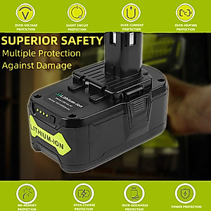 ARyee 2Pack 6000Ah 18V P108 P109 Replacement Battery for Ryobi 18V Cordless Power Tools Lithium-Ion Battery for Ryobi One+ P104 P105 P102 P103 P107