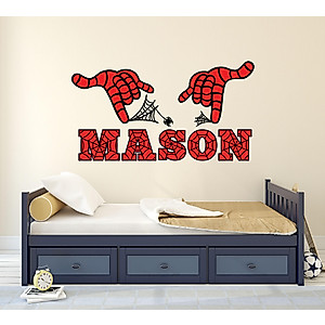 Custom Name Wall Decal - Kids Name Wall Decor - Sipider Theme Name Wall Sticker - Wall Decal for Boys Bedroom Room