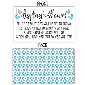 50 Blue Display Shower Cards - Unwrapped Gift Request for Boy Baby Shower - Invitation Inserts