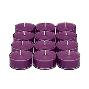 PartyLite After Dark™ Tealight Candles, Fragranced Colored Wax with Clear Container, 12 Pack Tea Lights, Made in The USA (After Dark™ Velvet Plum)