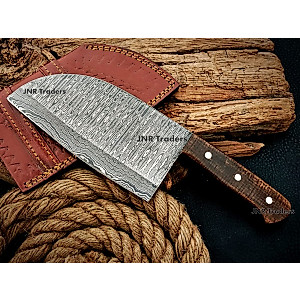 Custom Handmade Damascus Steel Serbian Chef knife - Damascus Meat Cleaver Knife - Butcher Knife for Meat Vegetables Cutting JNR -0224