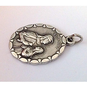 SAINT ANNE (MOTHER OF THE MOST HOLY VIRGIN MARY) OVAL SHAPE MEDAL - 100% MADE IN ITALY