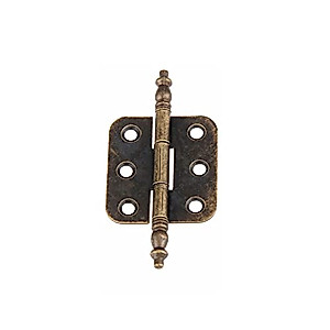 TBMAKE Door Hinges 10pcs Antique Bronze Crown Head Hinge Jewelry Gift Box Decorative Hinge for Cabinet Furniture Hardware