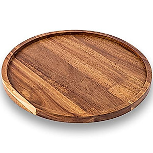 11.5 Inches Candle Holder Tray Home Decor, Round Wood Tray for Coffee Table, Small Wooden Serving Tray, Decorative Trays for Home Decor