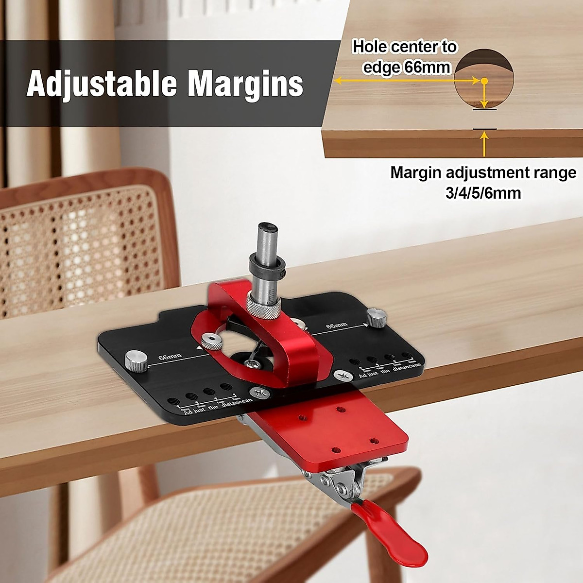 Metal Concealed Hinge Jig with Woodworking Tools,35mm Concealed Door Hinge Jig,Cabinet Hinge Jig for Door Cabinets Hinges Mounting