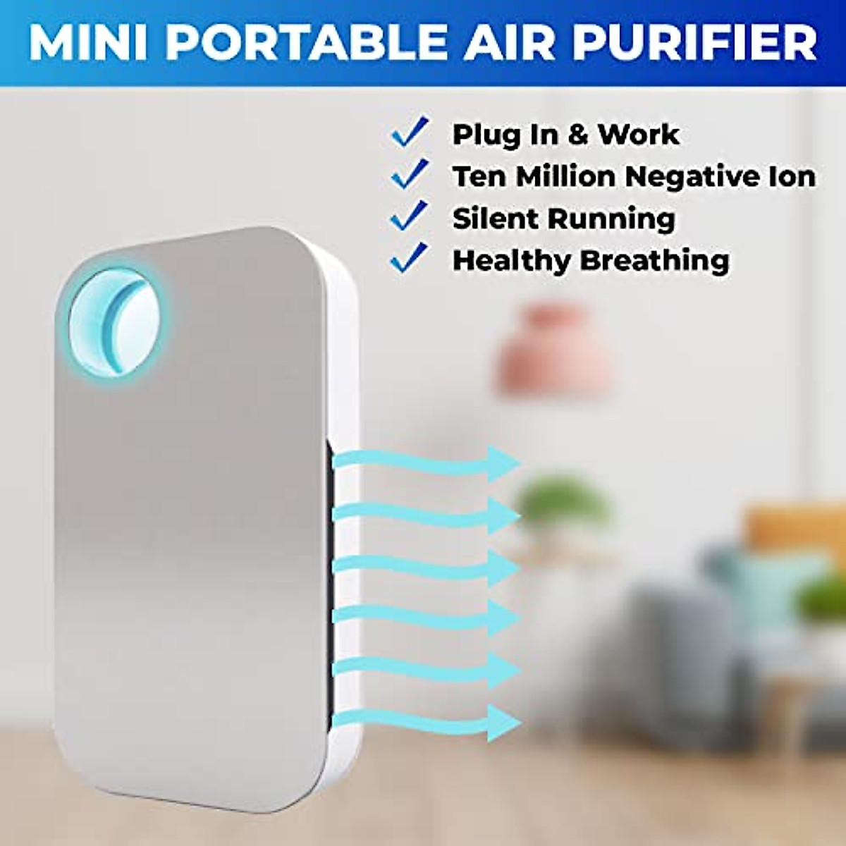 Air Ionizer - Mini Air Purifier - Ionizer Air Purifier - Ozone Machine Odor Removal - Negative Ion Generator - Apartment Must Haves - Home Air Fresheners - Air Conditioner Portable for Room