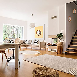 JIYUERLTD 14inches Wall Mirror Wood Retro Round Mirror Decorative HD Mirror for Bathroom Entryways Living Rooms and Powder Room,Bedroom