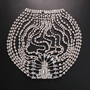 STONEFANS 1920s Crystal Flapper Headpiece Cap for women Bridal Rhinestone Mesh Headband Cleopatra Costume Hair Accessories (Silver)