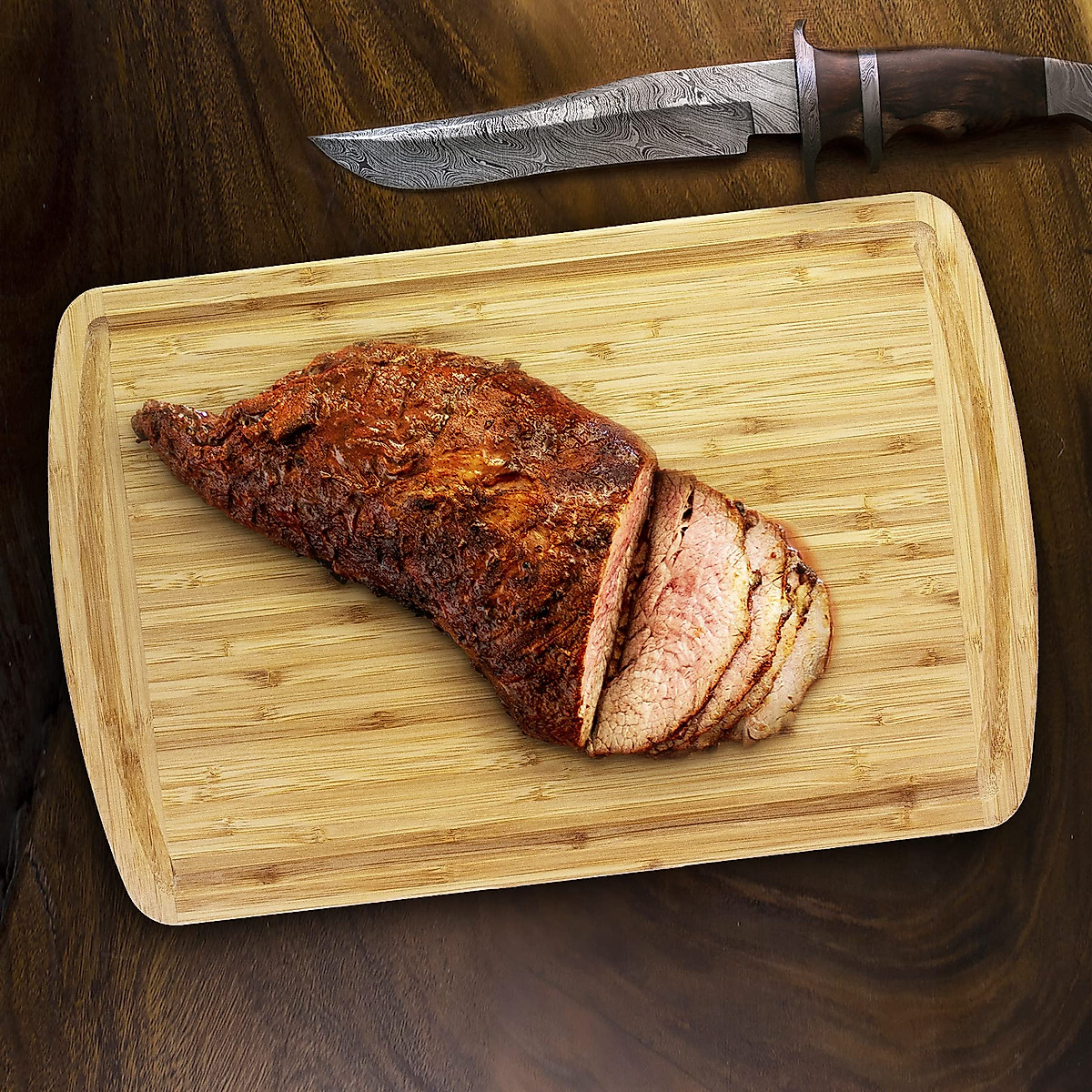 Totally Bamboo Malibu Bamboo Cutting Board with Juice Groove, 18" x 12", Natural