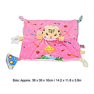 SHYEKYO Tiger Security Blanket, Stuffed Animal Security Blanket Cartoon for Home Travel for(Pink)