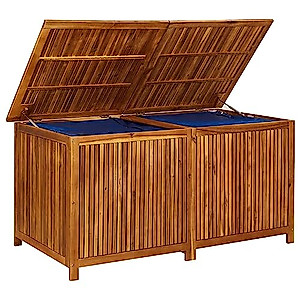 TIFITGO Asomie Patio Storage Box 59.1"x31.5"x29.5" Solid Acacia Wood Indoor stockage bin home chest house tank Outdoor Furniture Outdoor Storage Boxes US Stock Fast Shipment Gray
