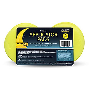 VIKING Foam Wax Applicator Pads and Cleaning Pads, Soft Car Detailing Sponges, Yellow, 4.25 in. Diameter, 6 Pack