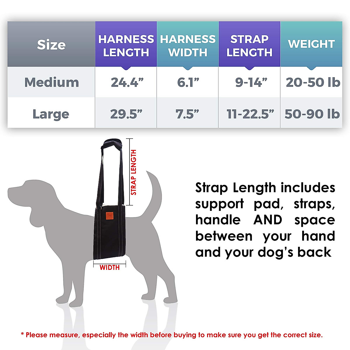 Pet Friendz Dog Lift Harness for Rear Legs - Dog Sling for Rear Legs, Rehabilitation Sling Harness, Dog Lift, Support Harness to Help Lift Dogs Rear for Canine Aid - Large Breed