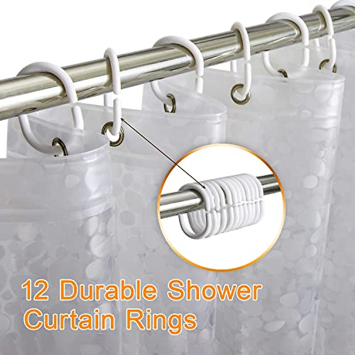 Bostofy EVA 3D Waterproof Shower Curtain Liner, Clear Extra Long Bathroom Shower Liner with Rustproof Metal Gromments and Weighted Magnet,72”Width x 84”Length