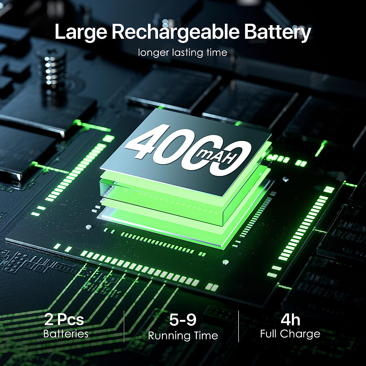 Housmile Neck Fans Portable Rechargeable, Neck Fan 4000 mAh Battery Operated Portable Neck Fan, No Hair Twisting, Leafless, USB Powered Wearable, 3 Speeds for Outdoor Indoor-White