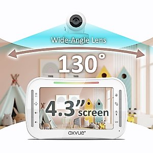 AXVUE Video Baby Monitor with 4.3" LCD Screen (High Resolution) and Remote Pan-Tilt-Zoom Camera Infrared Night Vision Extended Battery Long Range 1,000 feet