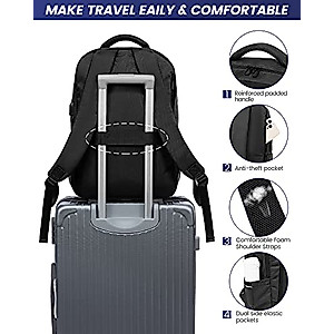 LOVEVOOK Laptop Backpack,17.3 Inch Durable Water Resistant Anti-theft Business Travel Backpack with USB Port, Mens Professional Multi-function Smart Computer Backpack for Work Commuter College,Black